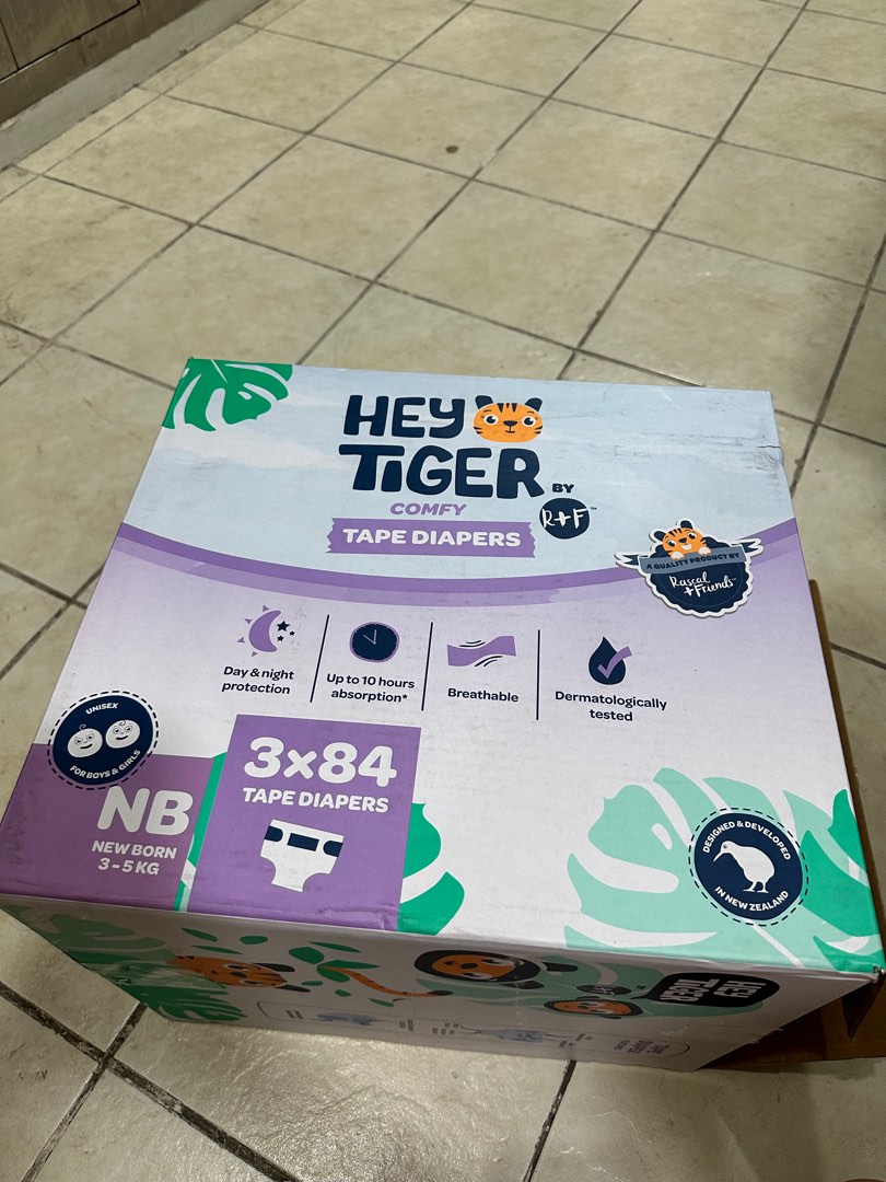 Hey Tiger New Born Diaper 3-5kg 1 BOX, Babies & Kids, Bathing & Changing, Diapers & Baby Wipes ...