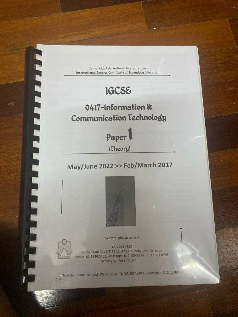 IGCSE ICT past year paper, Hobbies & Toys, Books & Magazines, Textbooks ...