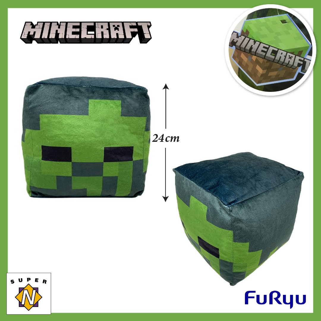 Minecraft (by Mojang Studios) - Zombie Head Cube Plush Toy by FuRyu ...