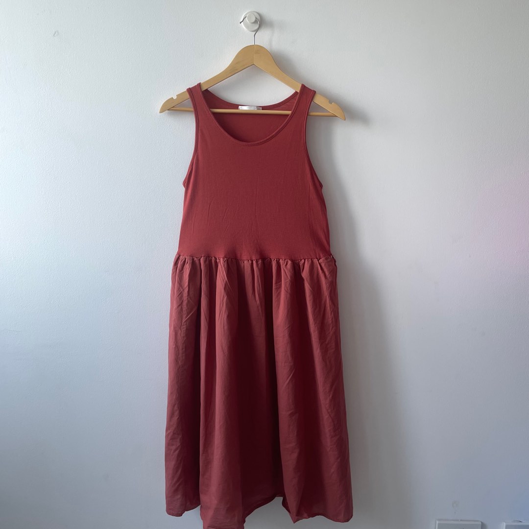 Retro Girl - Rust racercut midi dress, Women's Fashion, Dresses & Sets ...