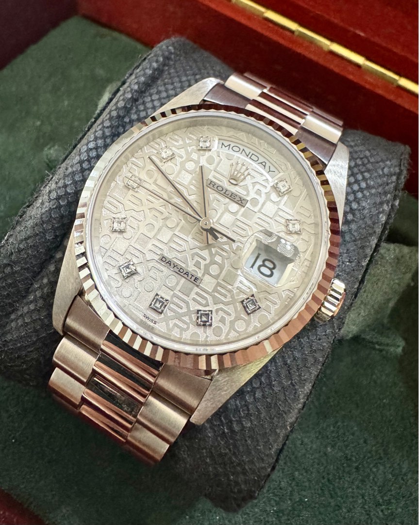Rolex Day-Date President 36mm White Gold Computer Asscher Cut Diamond ...