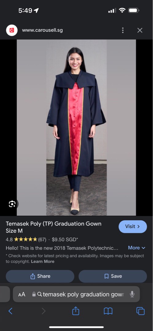 Temasek Polytechnic Graduation Gown Size S, Women's Fashion, Coats ...