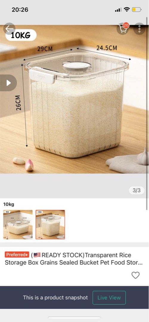 10kg Rice container white, Furniture & Home Living, Kitchenware ...
