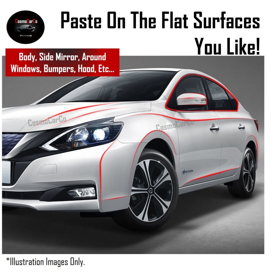 5m Car Exterior Body Strip Decorative PVC Trim Paste On Type For Front ...