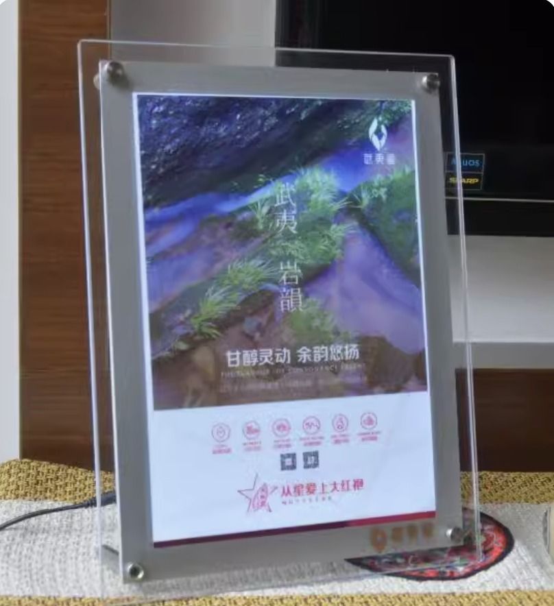 A4 Acrylic LED Display Stand Tabletop Menu Advertisement Display Board ...