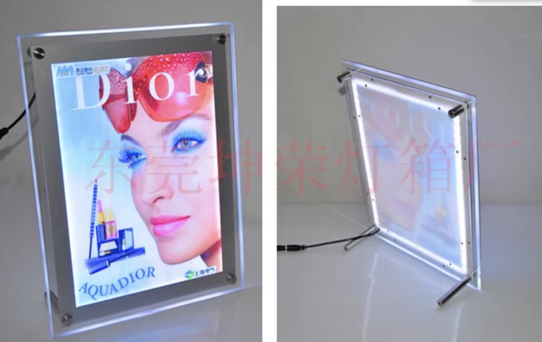 A4 Acrylic LED Display Stand Tabletop Menu Advertisement Display Board ...