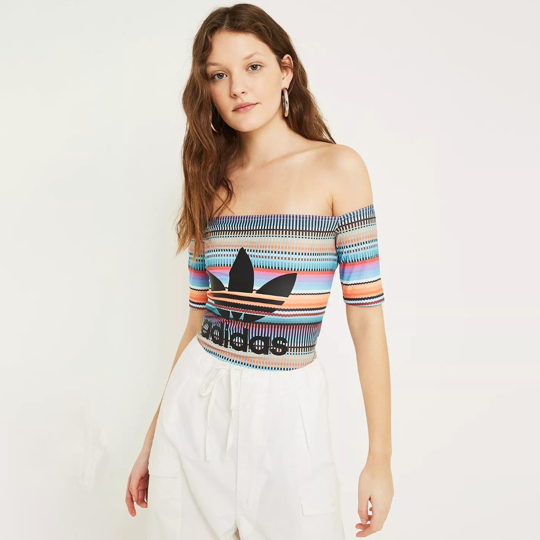 ADIDAS X FARM Off Shoulder Top, Women's Fashion, Tops, Blouses on Carousell