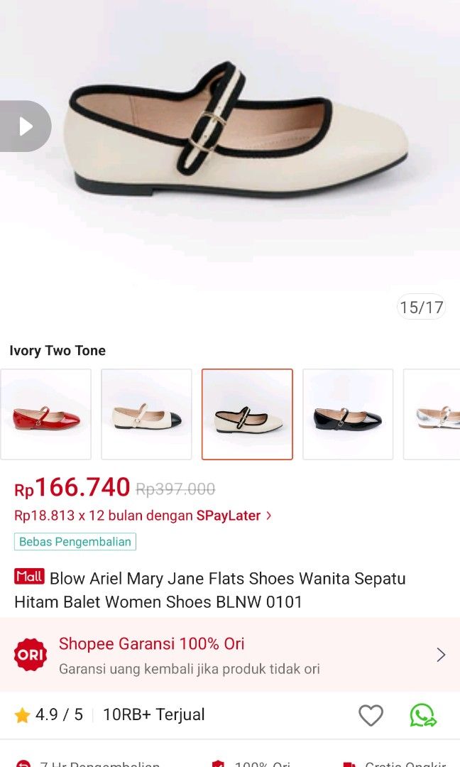 Blow Ariel Mary Jane Flat Shoes, Fesyen Wanita, Sepatu di Carousell
