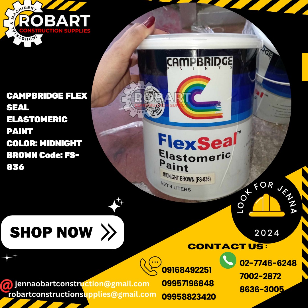 CAMPBRIDGE FLEX SEAL ELASTOMERIC PAINT COLOR: MIDNIGHT BROWN Code: FS-836, Commercial ...