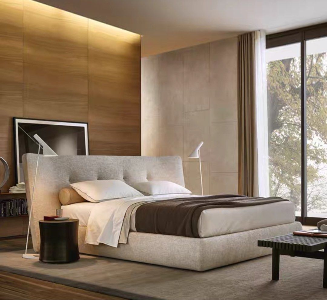 CLAIVE Modern Fabric Bedframe, Furniture & Home Living, Furniture, Bed ...