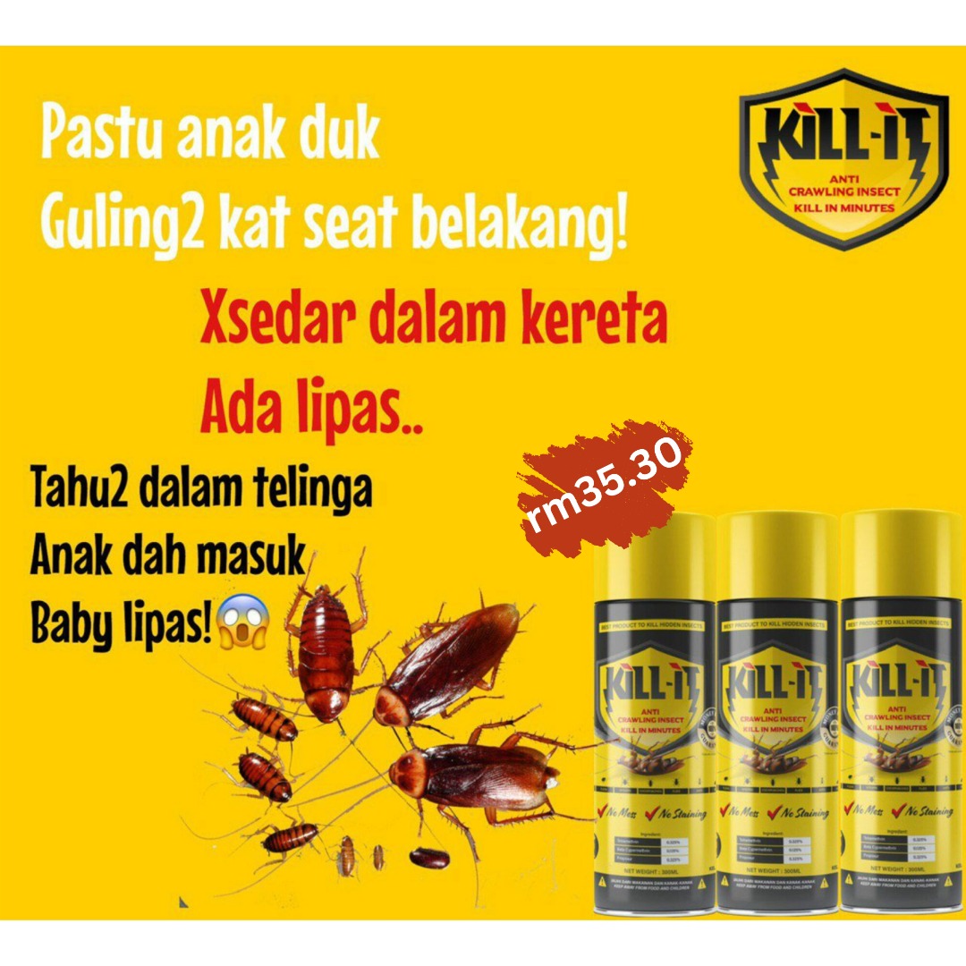 Kill It | Anti Crawling Insects | Spray Lipas Untuk Kereta | 150 ml ...
