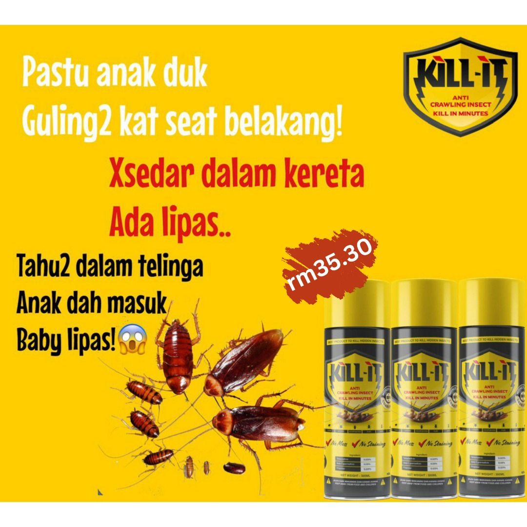 Kill It | Anti Crawling Insects | Spray Lipas Untuk Kereta | 150 ml ...