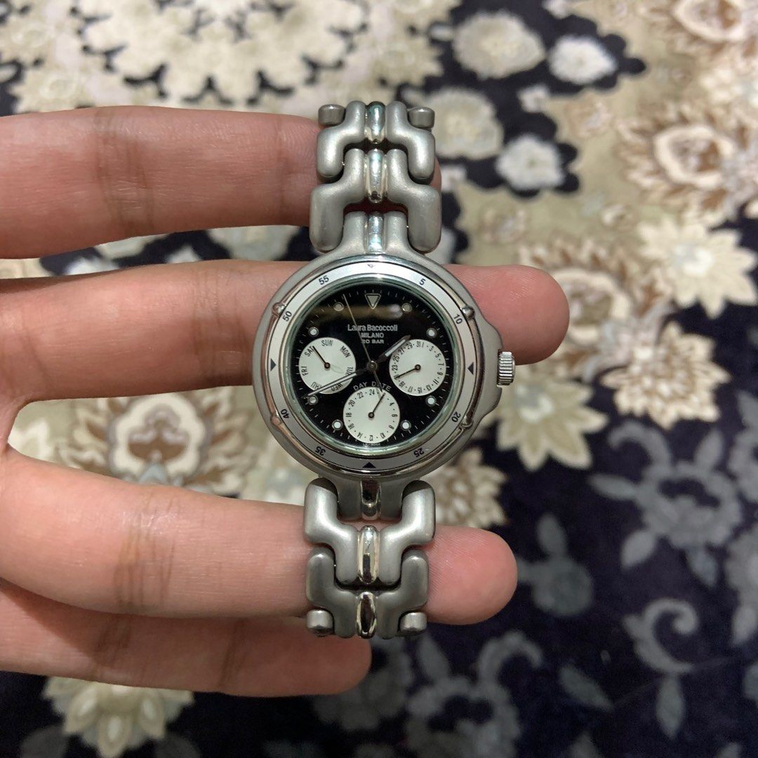 Laura bacoccoli y2k vintage watch chronograph panda, Men's Fashion ...