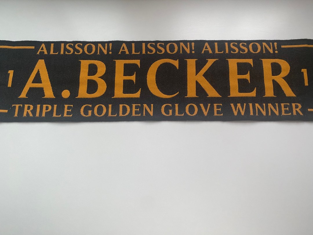 Liverpool FC Alisson Becker Triple Golden Glove Winner Scarf, Hobbies ...