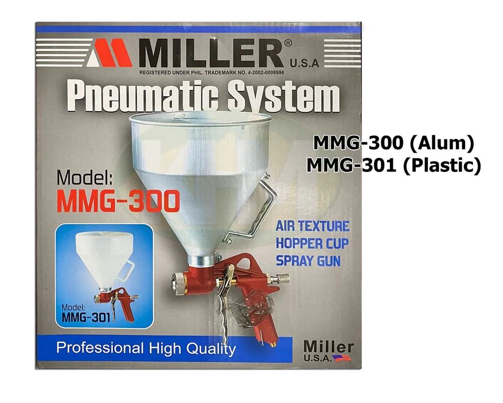Miller MMG-300 Mortar Gun / Air Texture Hopper Cup Spray Gun (Gravity ...