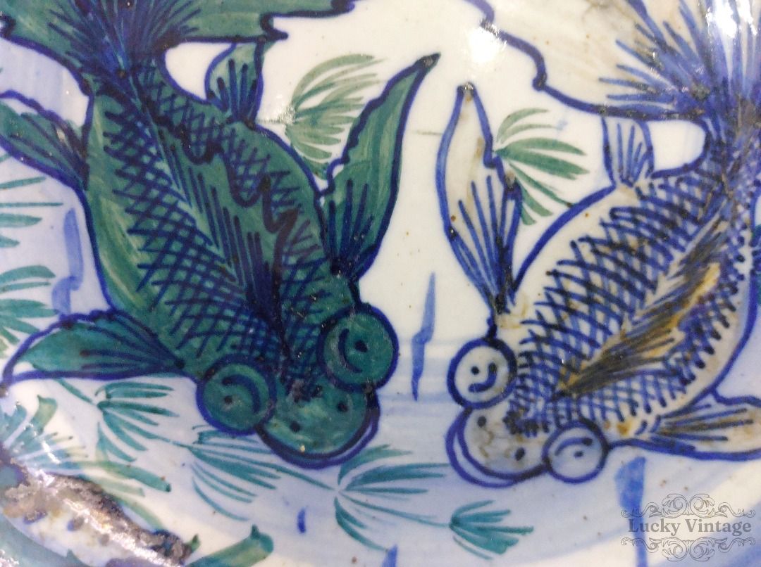 Pajangan Piring Antik Keramik Porselen Ikan Mas Koki Butterfly Vintage ...