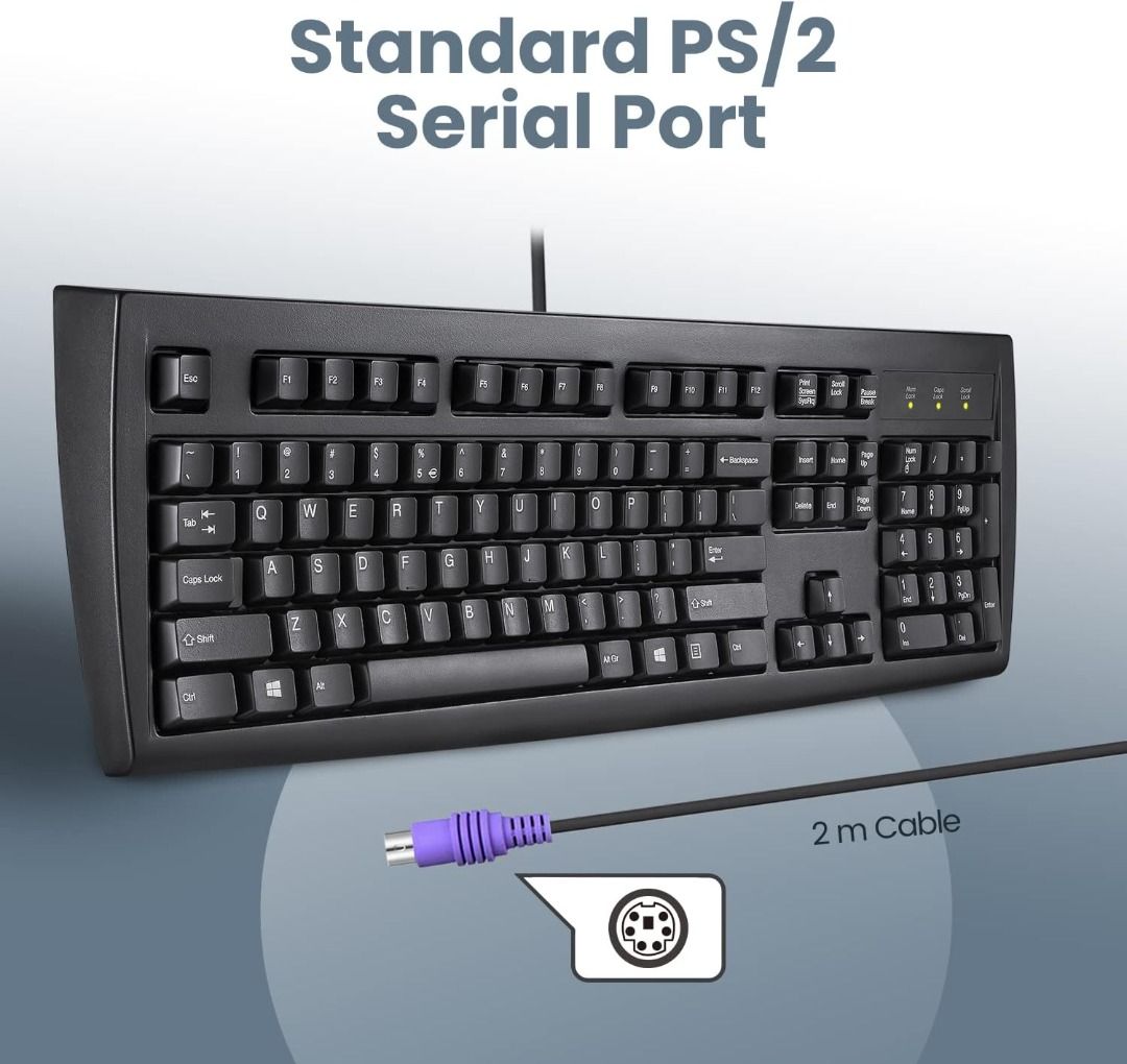 perixx Periboard-107 Wired PS2 Standard Keyboard, Black, UK Layout ...