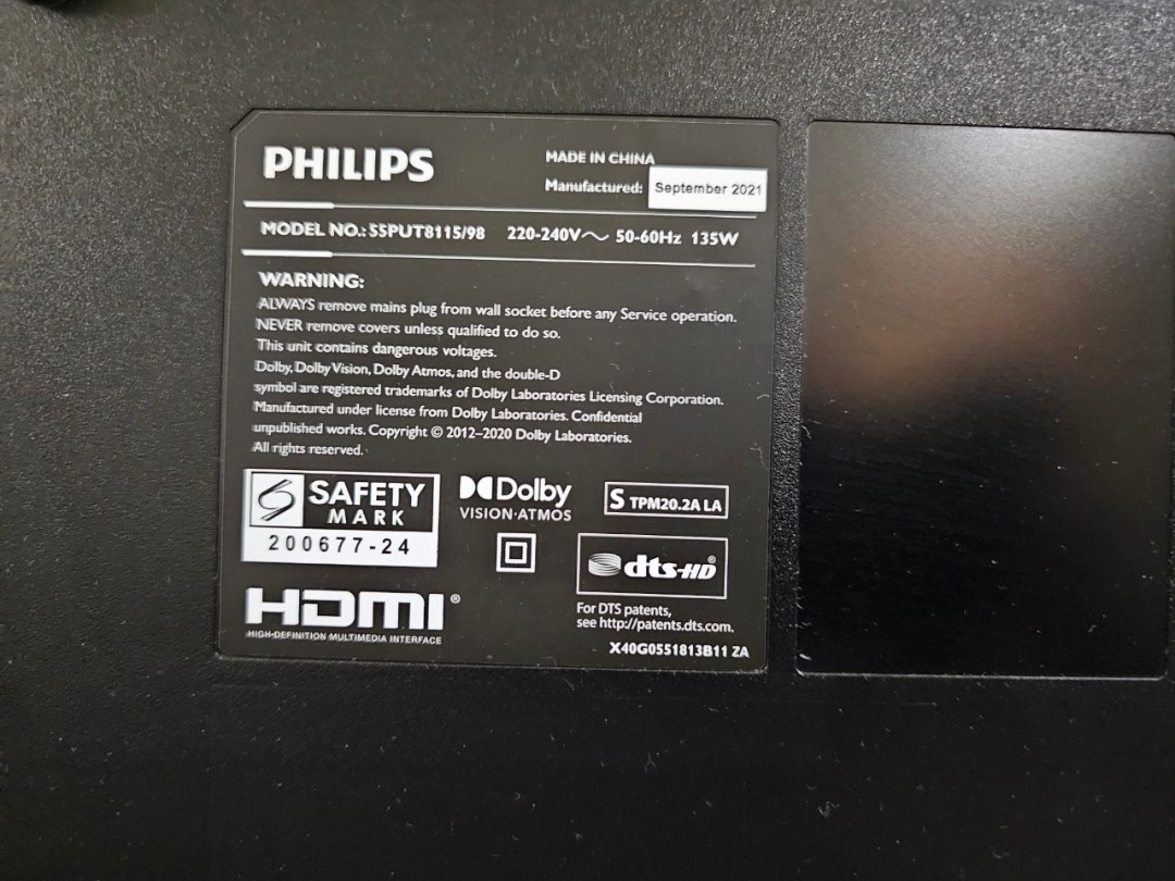 Philips 8100 series 4K UHD LED Android TV Model number 55PUT8115/98, TV ...
