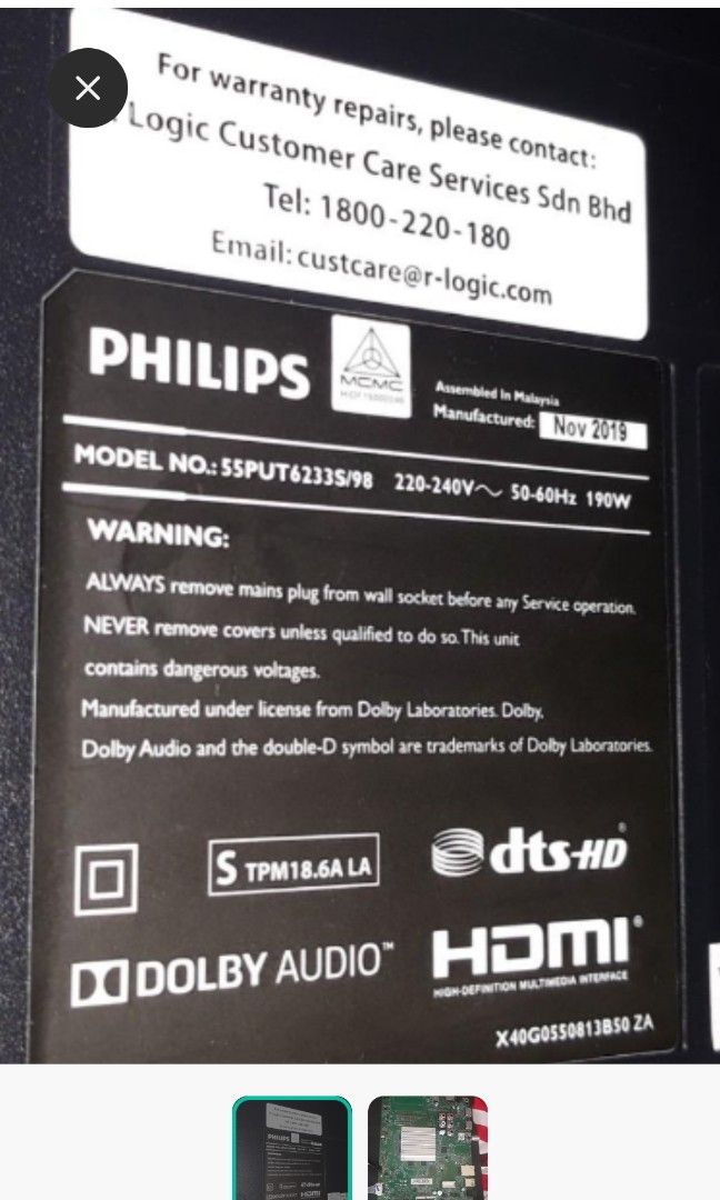 Power board Philips LED TV, TV & Home Appliances, TV & Entertainment ...