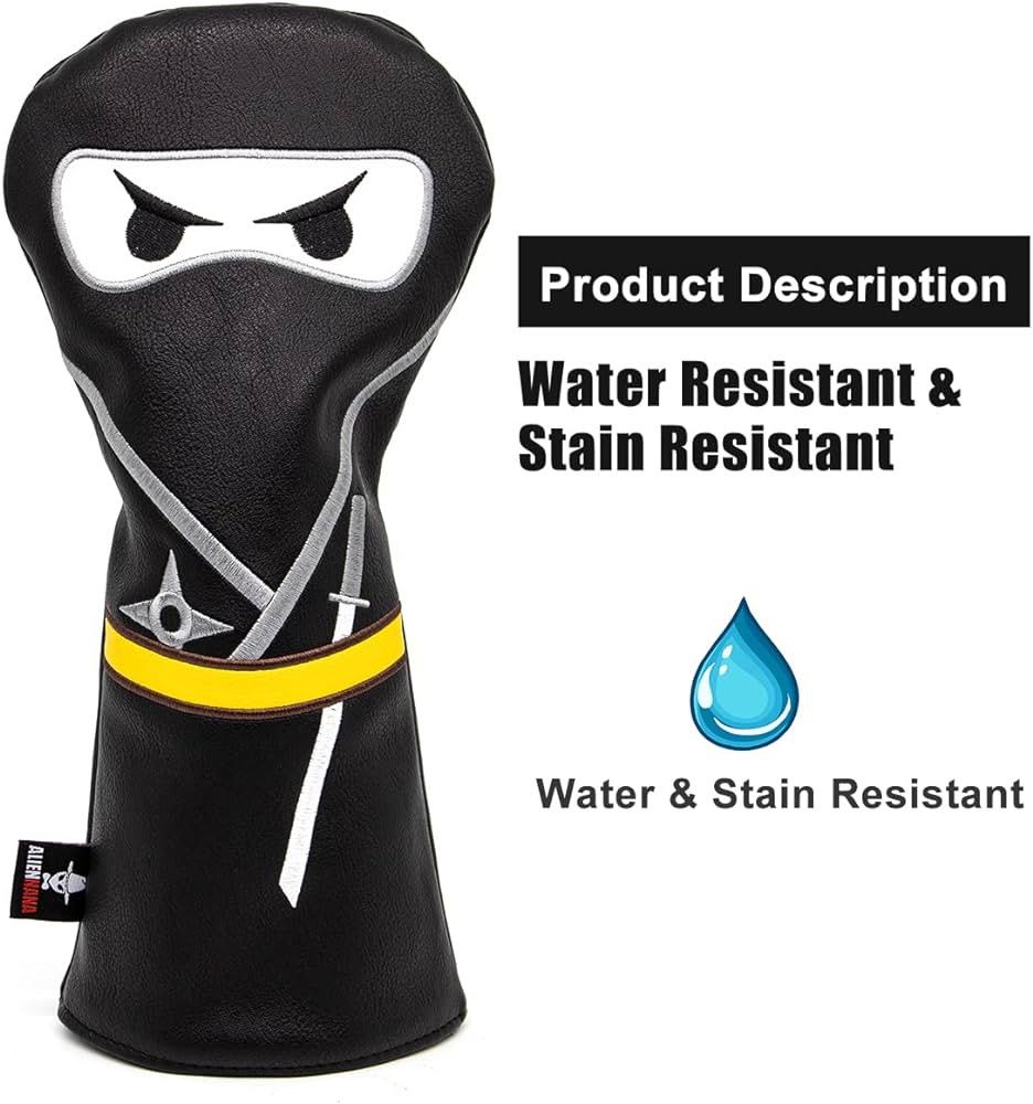 Premium Ninja Golf Driver / Wood / Hybrid Headcover (Black & Yellow ...