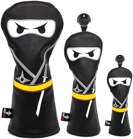 Premium Ninja Golf Driver / Wood / Hybrid Headcover (Black & Yellow ...