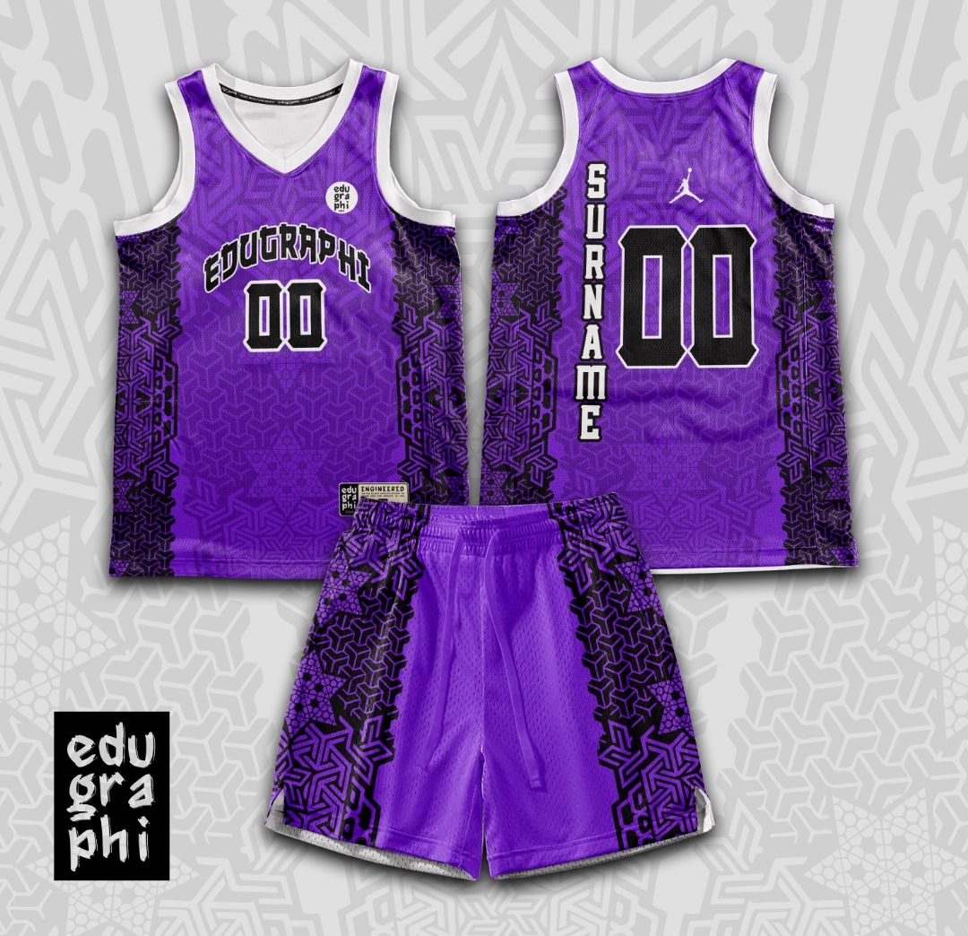 Violet Tribal Inspired Sublimated Basketball Uniform, Sports Equipment ...