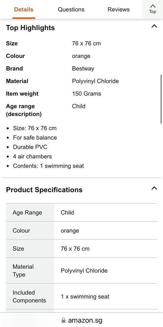 Bestway Swim Safe ABC float - Step A (1-2 years old), Babies & Kids ...