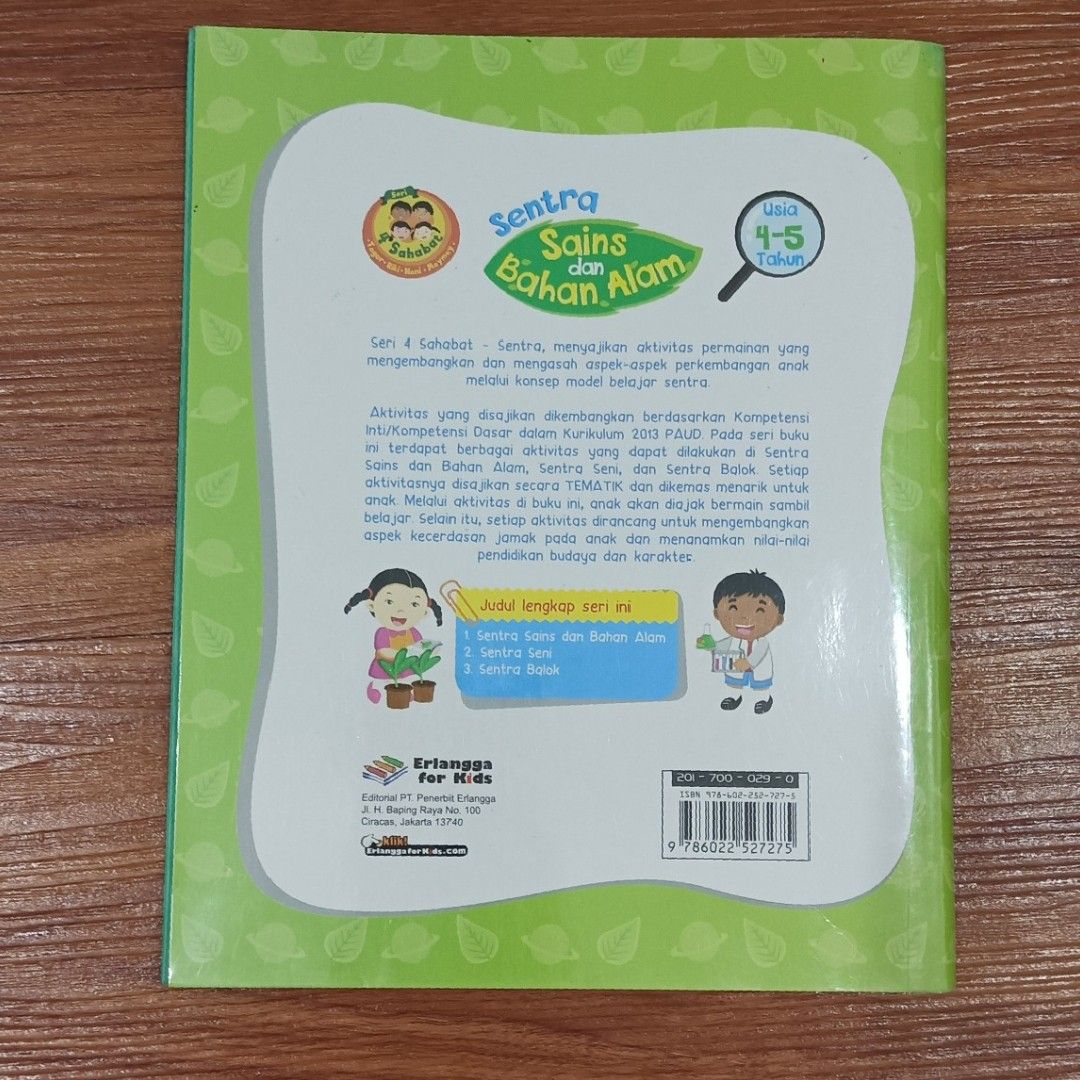 Buku Sentra sains dan bahan alam seri 4Sahabat Erlangga for kids anak ...