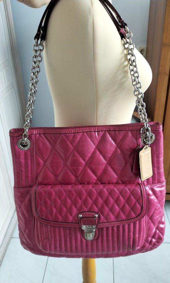 Coach Fuschia pink, Fesyen Wanita, Tas & Dompet di Carousell