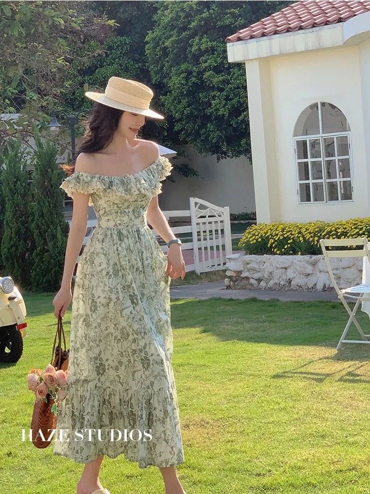 Korean Style One Piece Off Shoulder Dress Women Summer Fashion Print ...