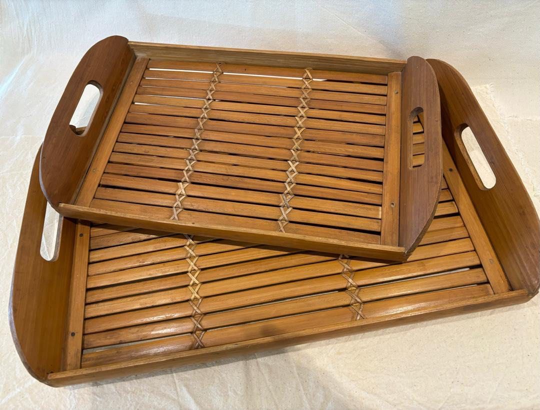 Large and Medium Bamboo Tray Set, Furniture & Home Living, Home Decor ...