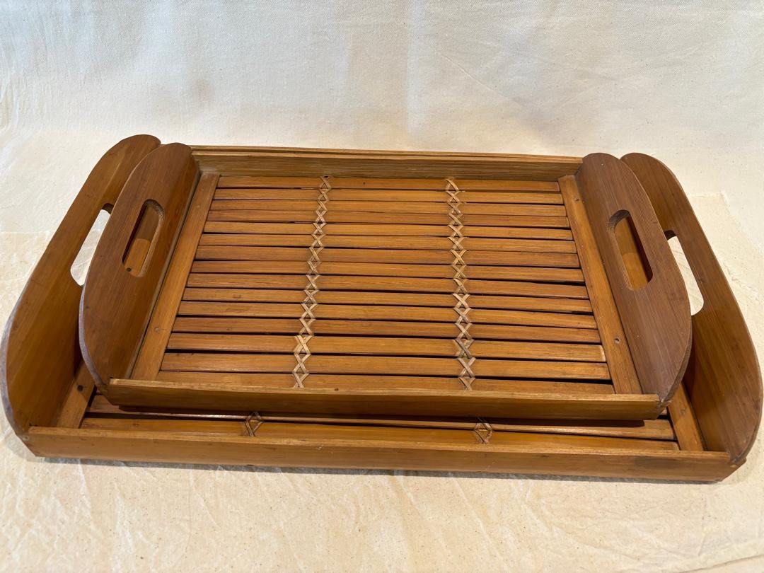 Large and Medium Bamboo Tray Set, Furniture & Home Living, Home Decor ...