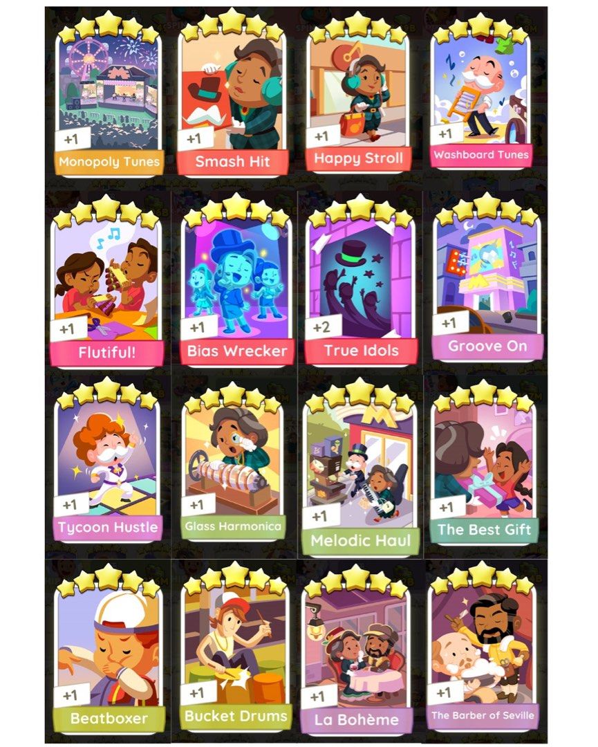 Monopoly Go Stickers [ALL including 5 Star, 4 Star, Prestige 5 Star ...