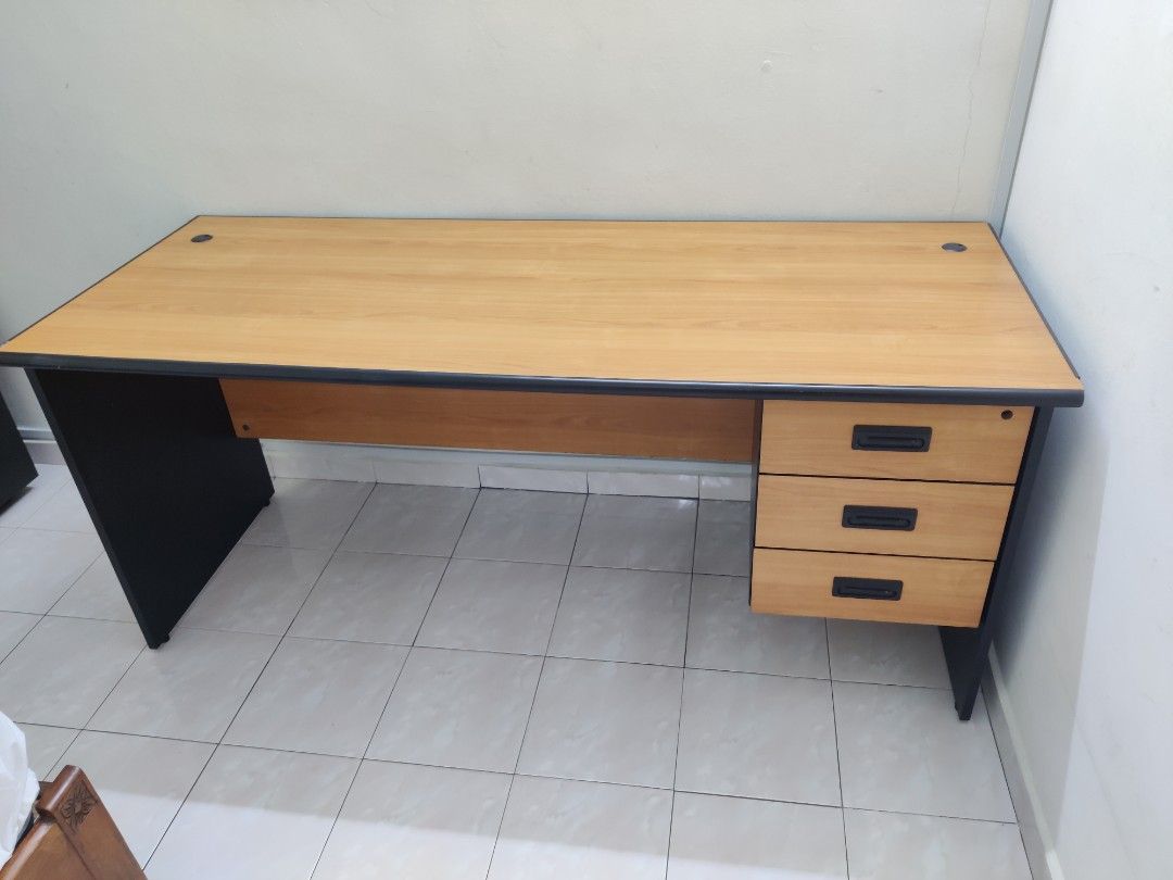 Office/study table/desk 6ft with attached drawers, Furniture & Home ...