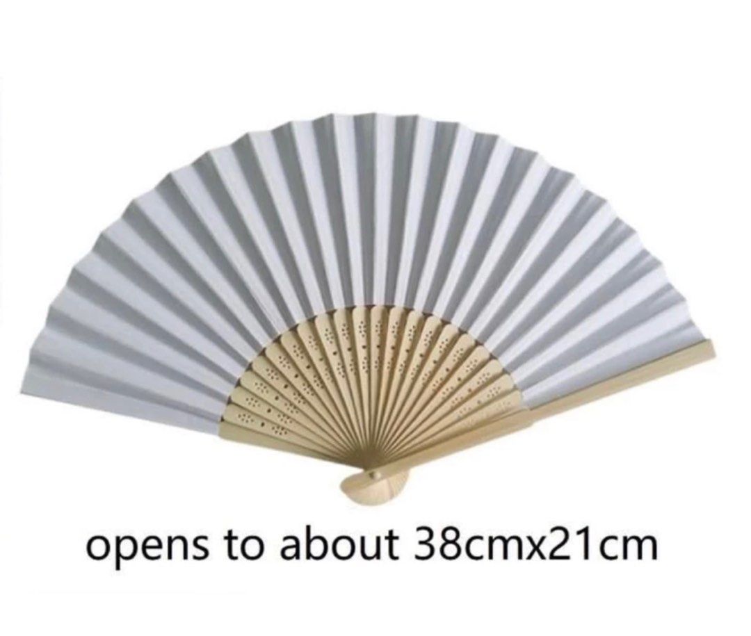 Paper fan foldable fan assorted colour 21cmx38cm craft for painting ...