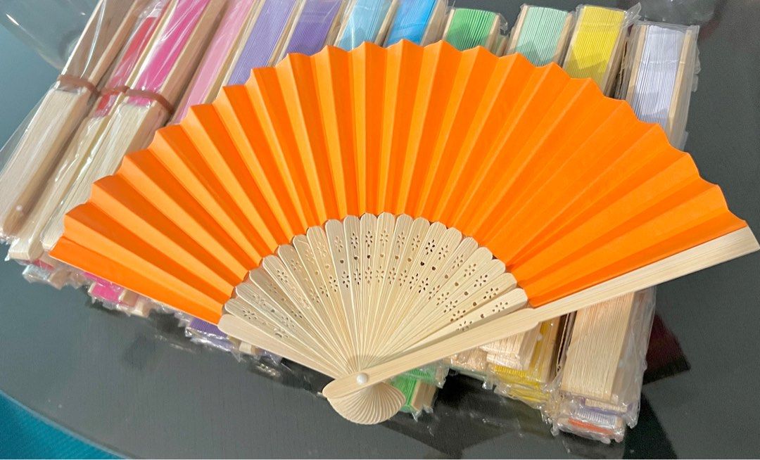 Paper fan foldable fan assorted colour 21cmx38cm craft for painting ...
