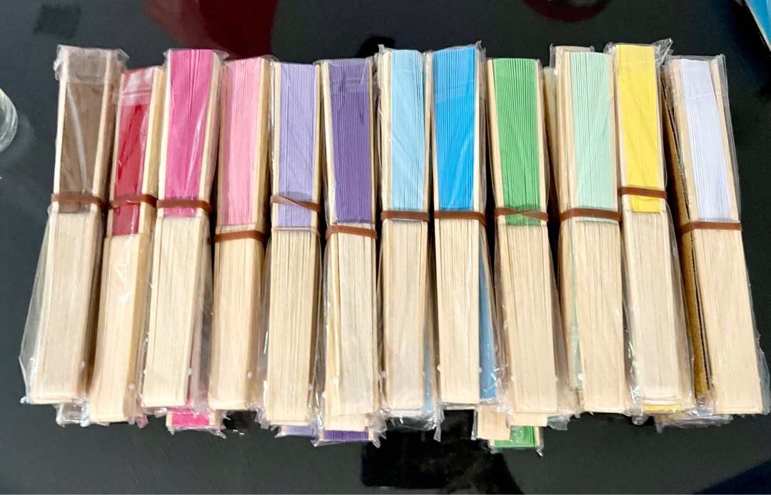 Paper fan foldable fan assorted colour 21cmx38cm craft for painting ...