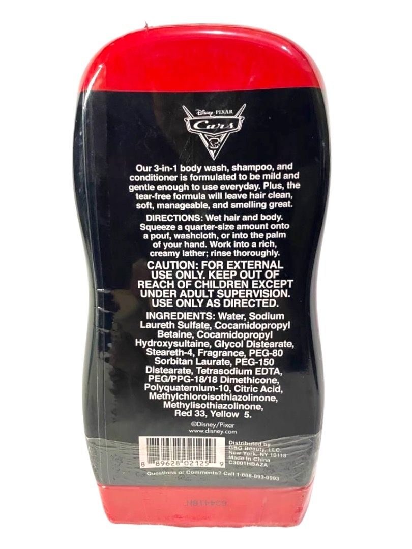 Pixar Cars Lightning McQueen 3 In 1 Shampoo, Conditioner & Body Wash ...