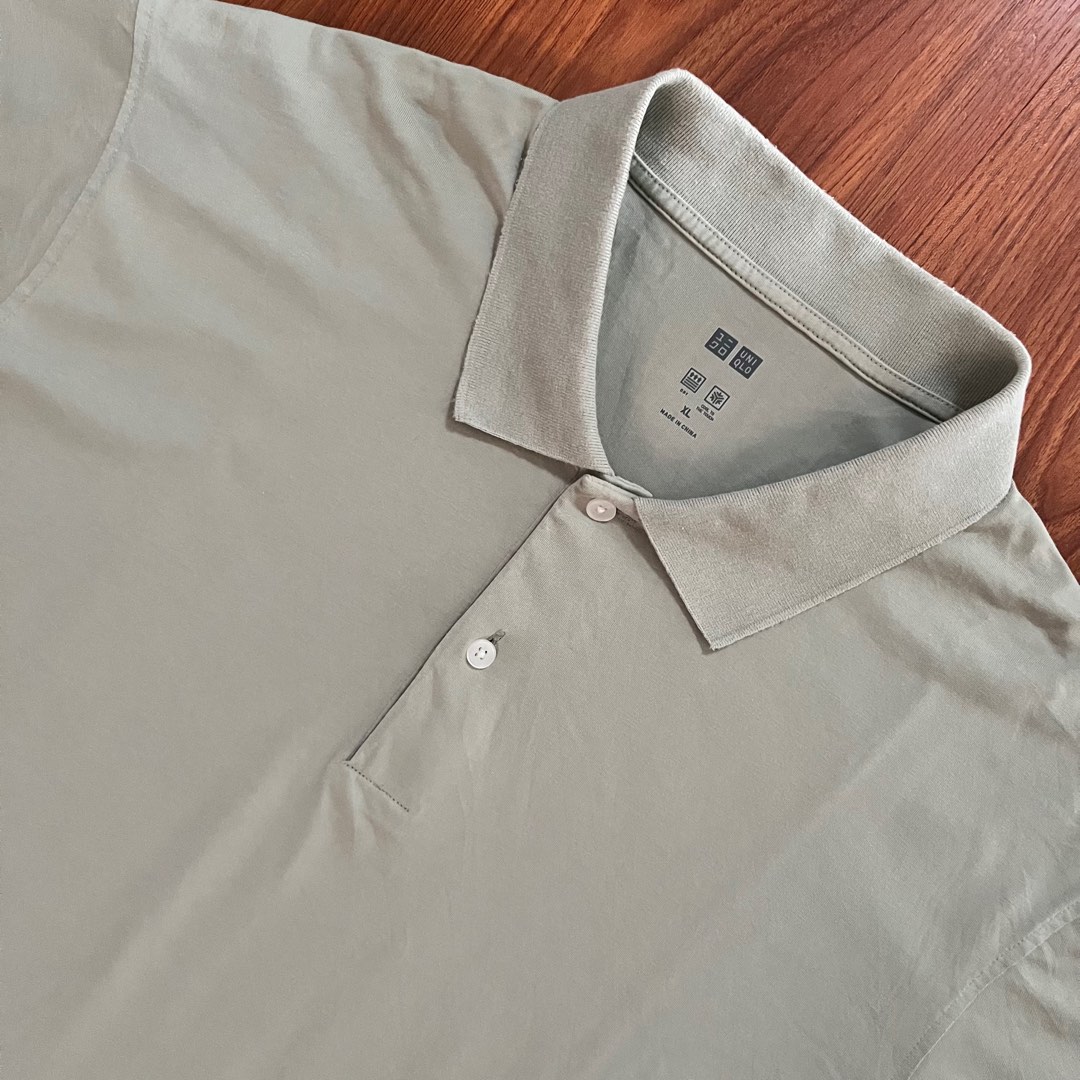 Polo Shirt UNIQLO AIRism Cool Touch Sage Green (XL), Fesyen Pria ...