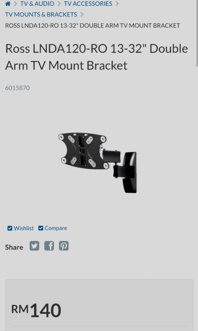 13"-32" ROSS Full Motion TV Wall Mount for Small Screen LNDA120, TV ...