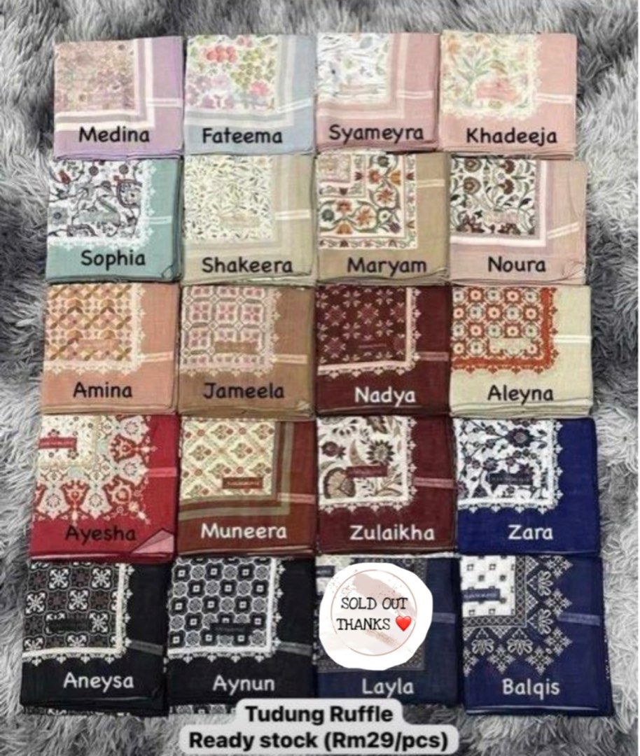 Tudung Ruffle Malika Collection, Women's Fashion, Muslimah Fashion ...