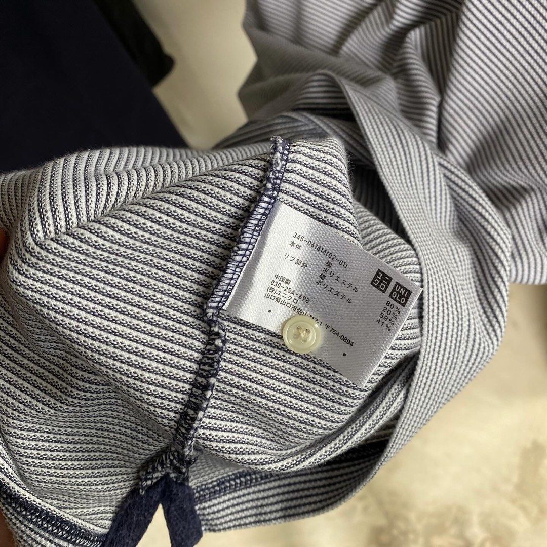 uniqlo stripes dry polo shirt kaos berkerah garis garis, Fesyen Pria, Pakaian , Atasan di Carousell