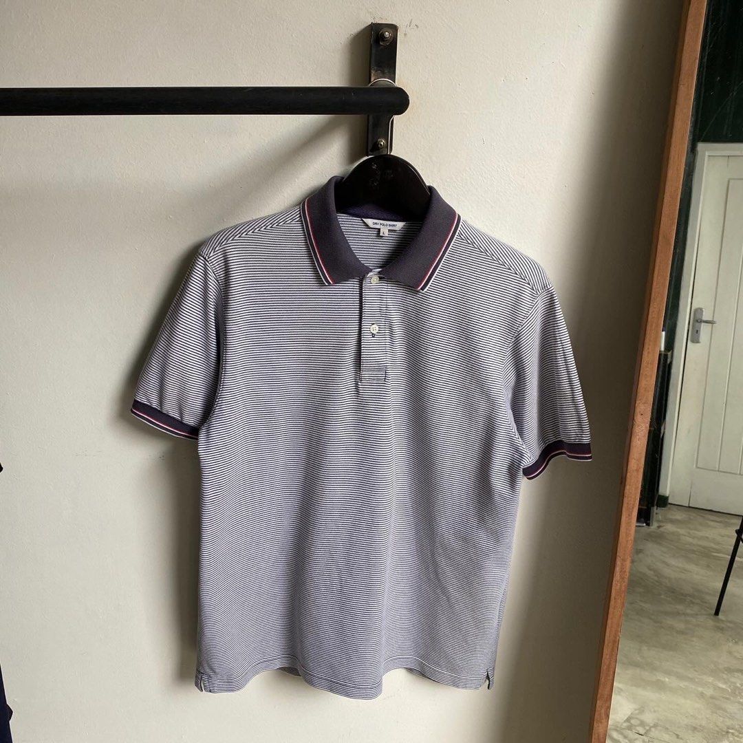 uniqlo stripes dry polo shirt kaos berkerah garis garis, Fesyen Pria, Pakaian , Atasan di Carousell