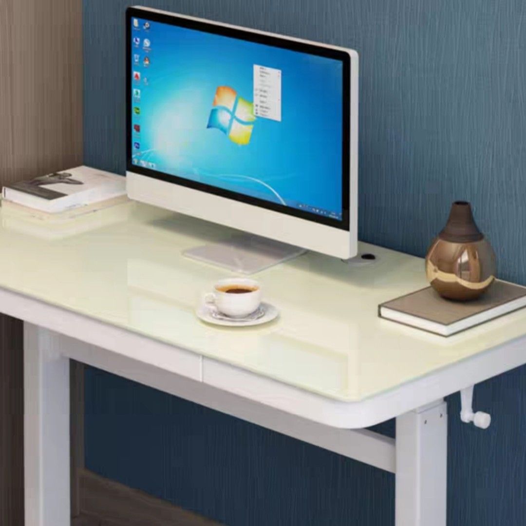 輕鬆手動 升降電腦桌 手動升降桌, 可調節高度書桌|Height adjustable Computer desk [standing ...