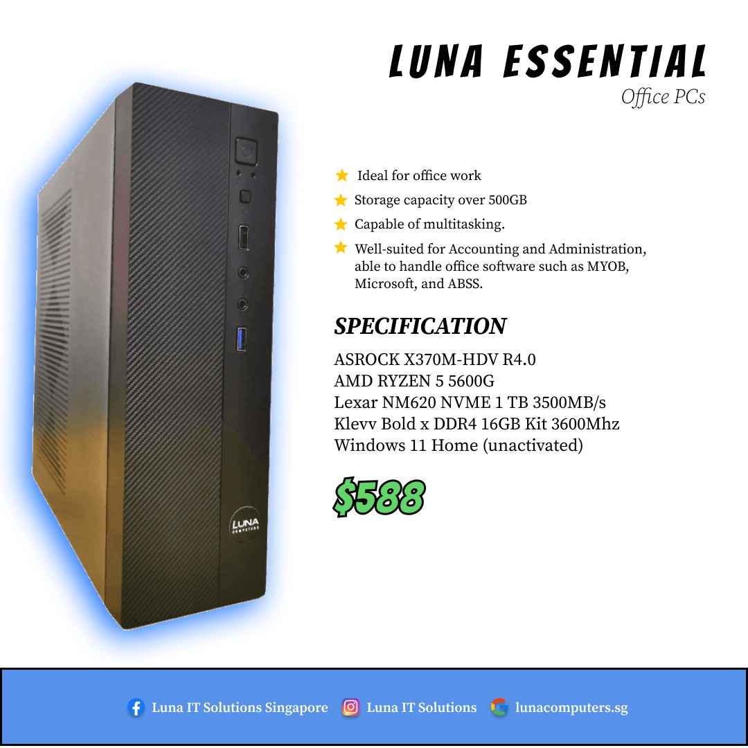 Office PC "𝘪𝘥𝘦𝘢𝘭 𝘧𝘰𝘳 𝘰𝘧𝘧𝘪𝘤𝘦 𝘸𝘰𝘳𝘬"|Mini PC | Luna Essential | Ryzen 5 | Brand New | Free Delivery ...