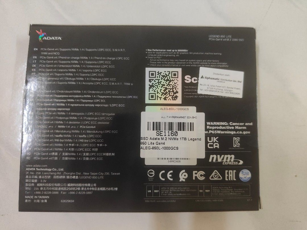 ADATA Legend 850 Lite PCIe NVMe Gen4x4 M.2 SSD (XPG GAMING) 1TB, Computers & Tech, Parts ...