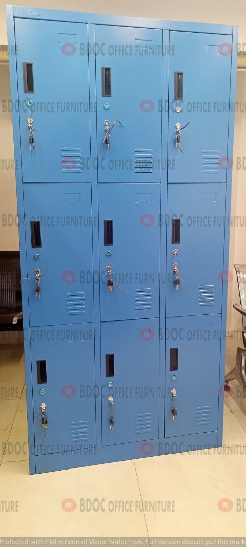 blue color steel locker / office partition / office table / office ...
