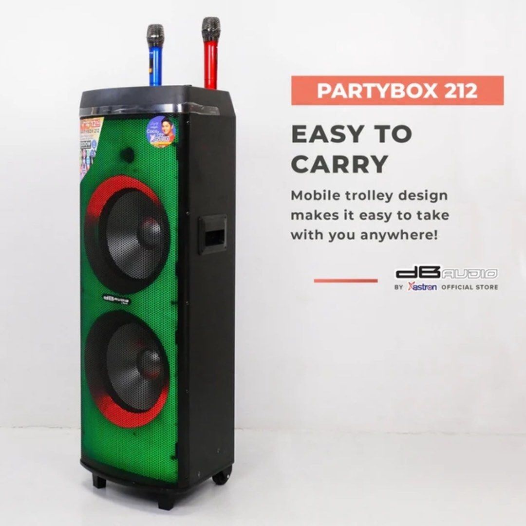 Db Audio PARTYBOX-212 Mobile trolley bluetooth speaker | 12" x 2 woofer ...