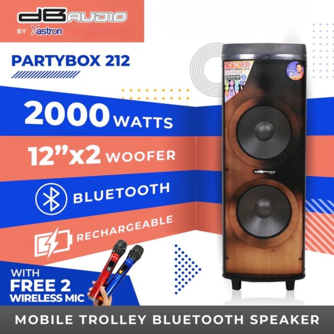 Db Audio PARTYBOX-212 Mobile trolley bluetooth speaker | 12" x 2 woofer ...