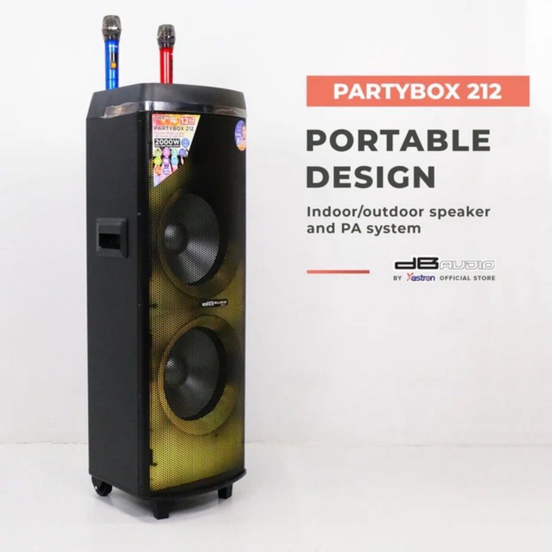 Db Audio PARTYBOX-212 Mobile trolley bluetooth speaker | 12" x 2 woofer ...
